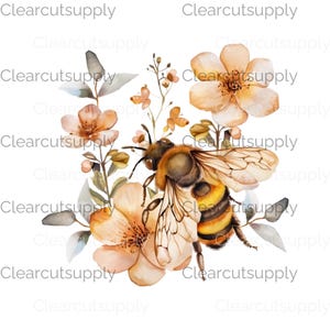 Bee and Flower Clipart: Watercolor Design (digital Download) - Etsy