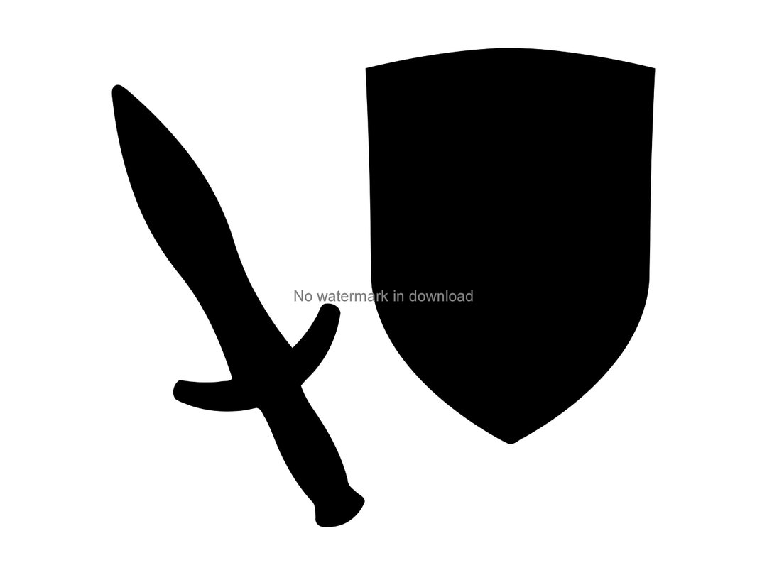 Sword and Shield SVG: Cutting, Engraving, T-shirt Design (digital ...