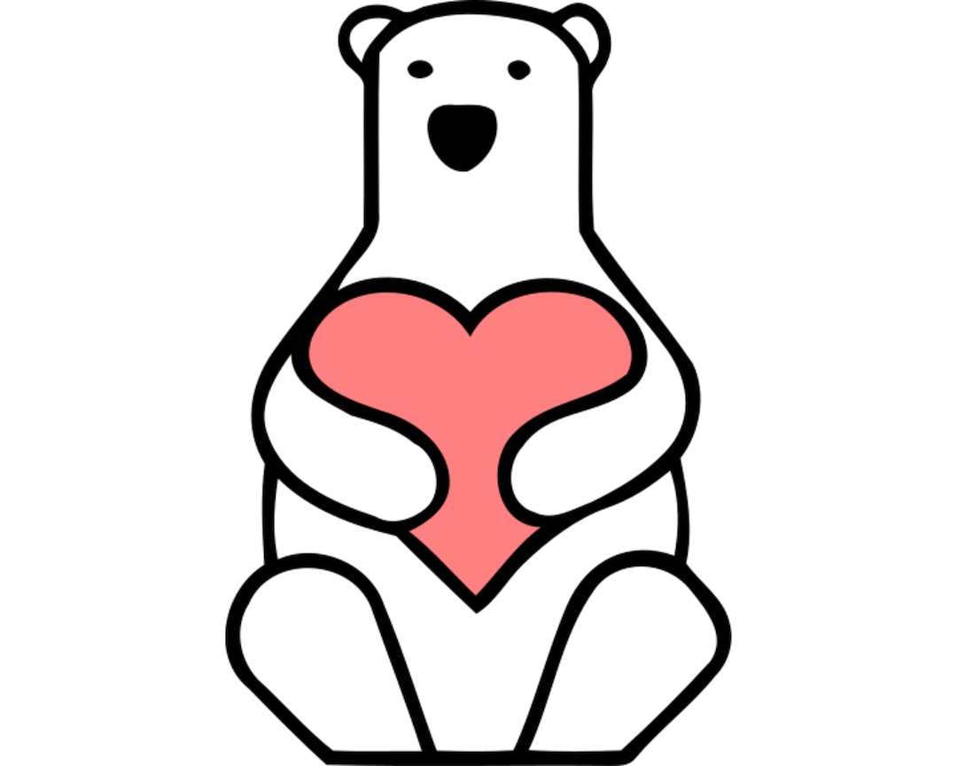 Polar Bear Valentines Day Cutting Clipart, Pdf Image File, Svg Cut File ...