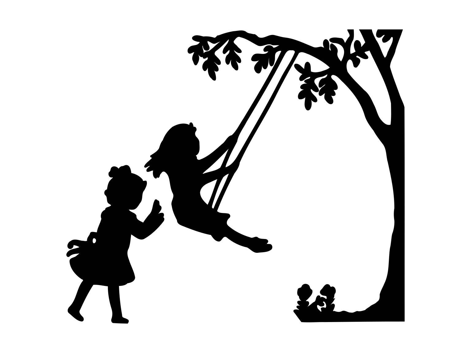 Playing Children Svg Swinging Girls Svg Silhouette Cutting | Etsy