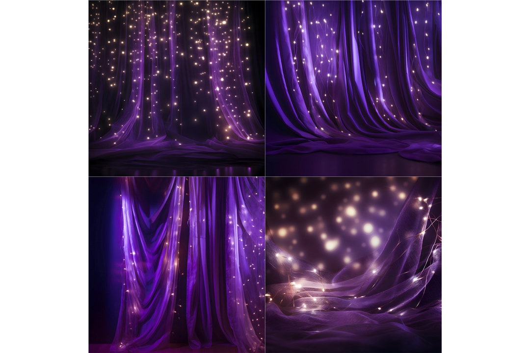 Enchanting Purple Sparkling Lights Bokeh Digital Backdrops for ...
