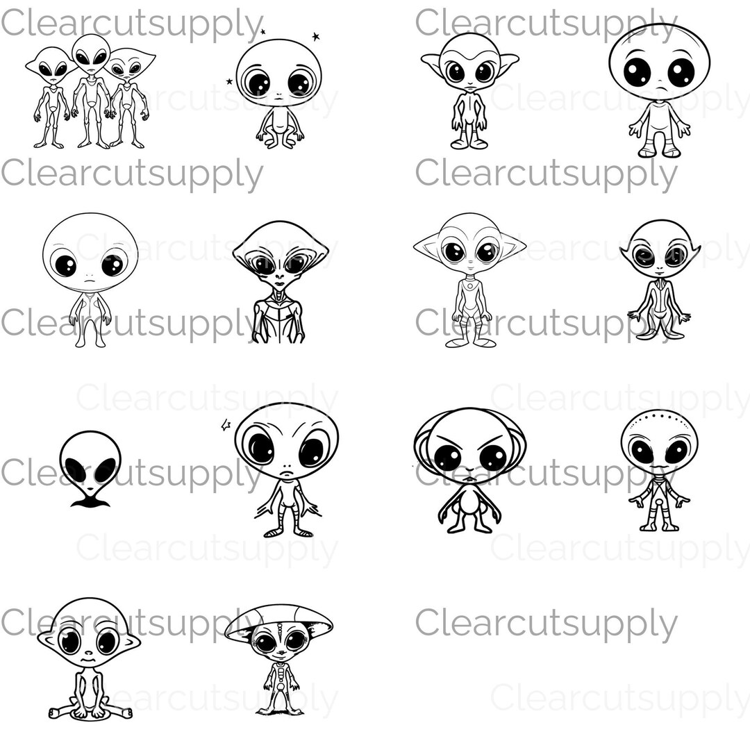 Cute Cartoon Alien Clipart Collection - Instant Download for ...