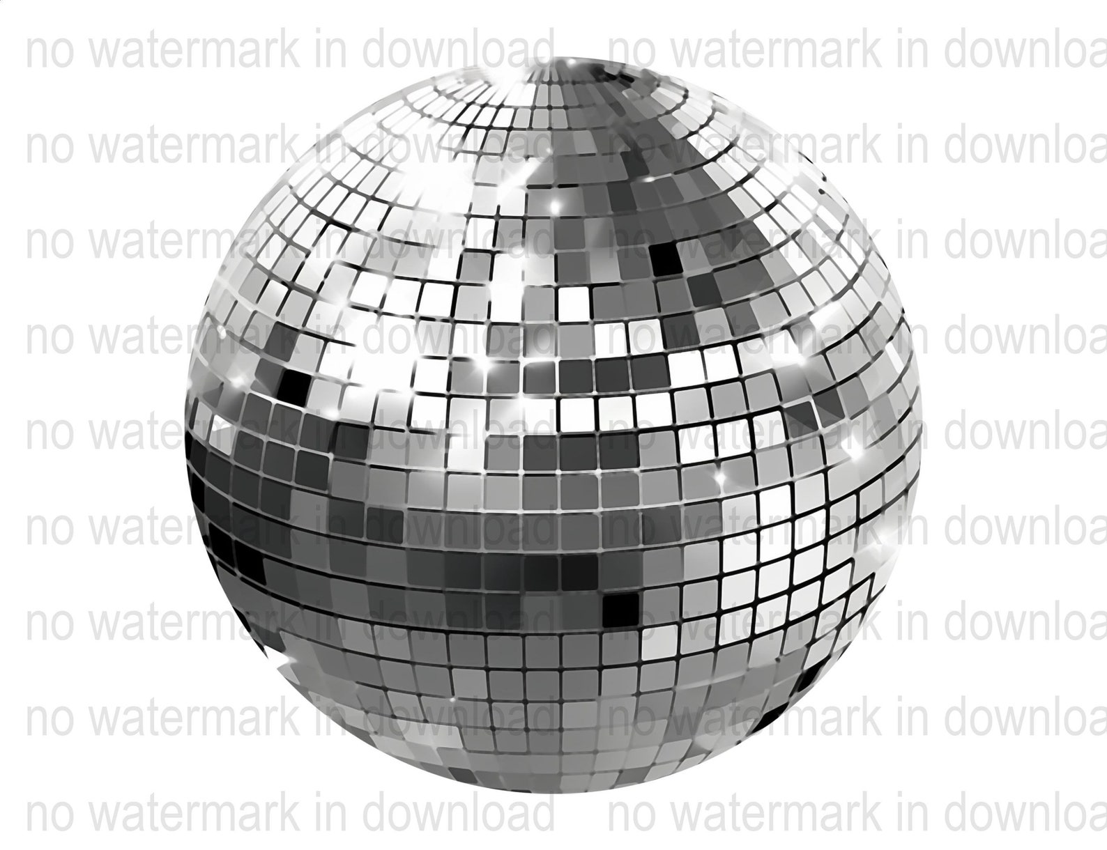 Silver Disco Ball Instant Download Printable JPG PDF PNG Digital Design ...