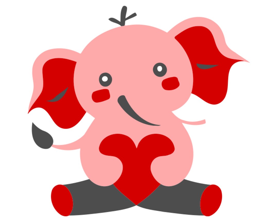 Elephant Valentine Vector Clipart Files for Silhouette Elephant ...