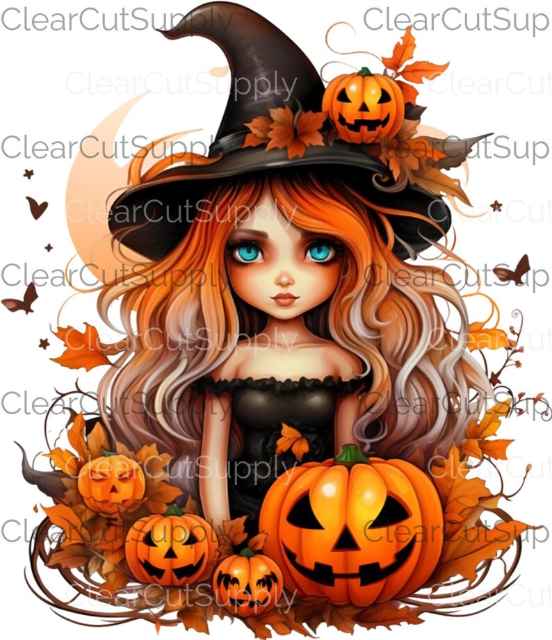 Whimsical Witches Clipart Collection - Halloween Pumpkin Illustrations ...