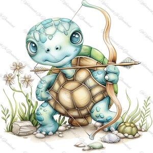 10 PNG Cartoon Turtle Clipart, Baby Turtle Archery Art, Printable ...