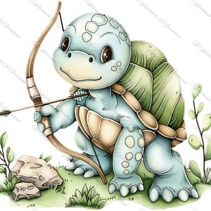10 PNG Cartoon Turtle Clipart, Baby Turtle Archery Art, Printable ...