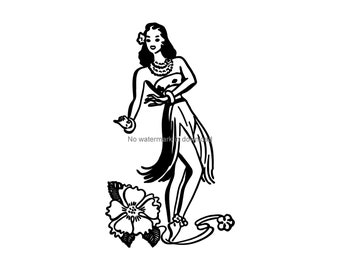 Hula Dancer Silhouette Outline SVG Hawaii SVG Hula SVG - Etsy