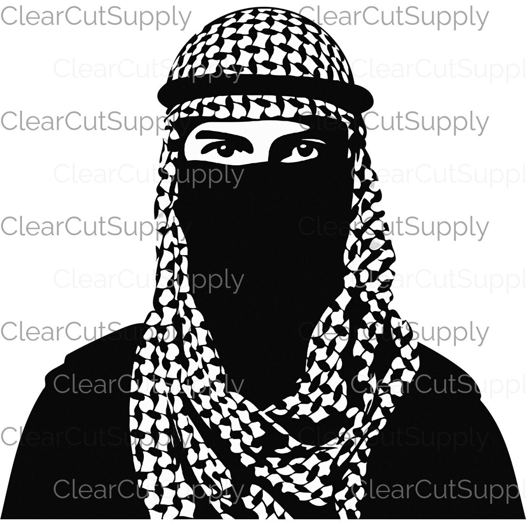 Minimalistic Black and White Keffiyeh Silhouette Clipart - Instant ...