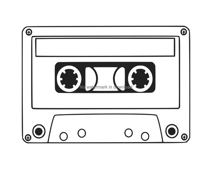 Audio Cassette Tape Label Template SVG Cut File Vector Cricut Png Dxf ...