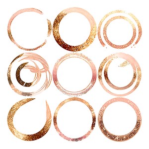 Rose Gold Circles, Commercial Use, Pink Floral Frames, Gold Glitter ...