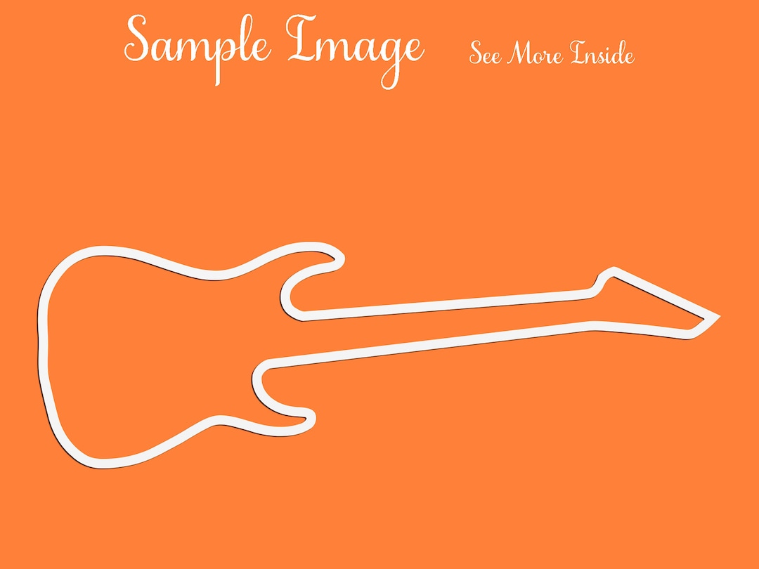 Guitar Outline Printable Clipart, Guitar Outline Image File, Guitar ...