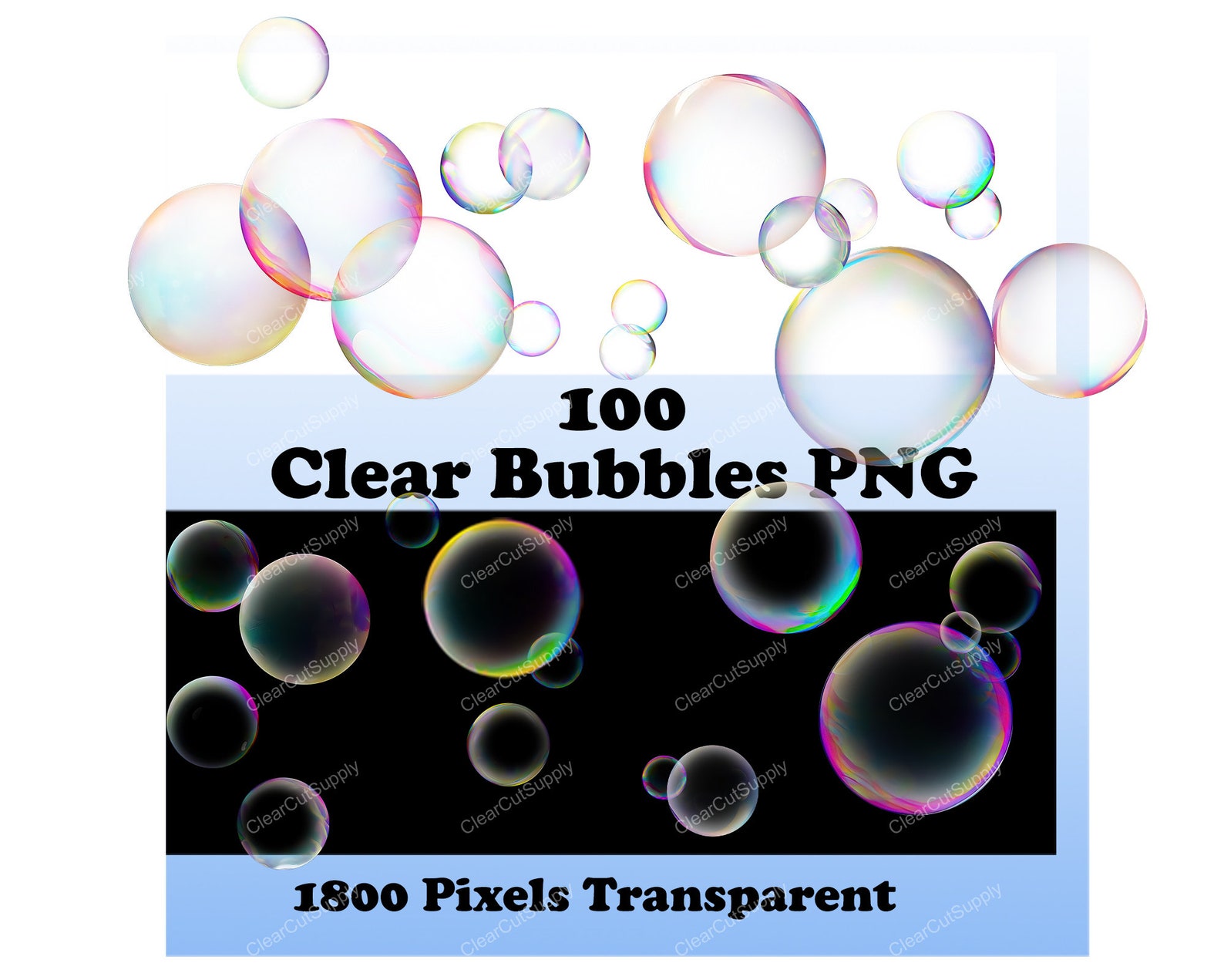 100 Clear Bubbles Transparent PNG Photography Overlay 1800 Pixels ...