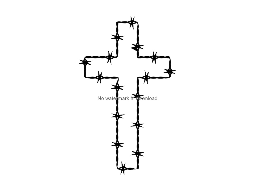 Barbed Wire Cross Iron on Svg, Barbed Wire Cross Silhouette Cut File ...