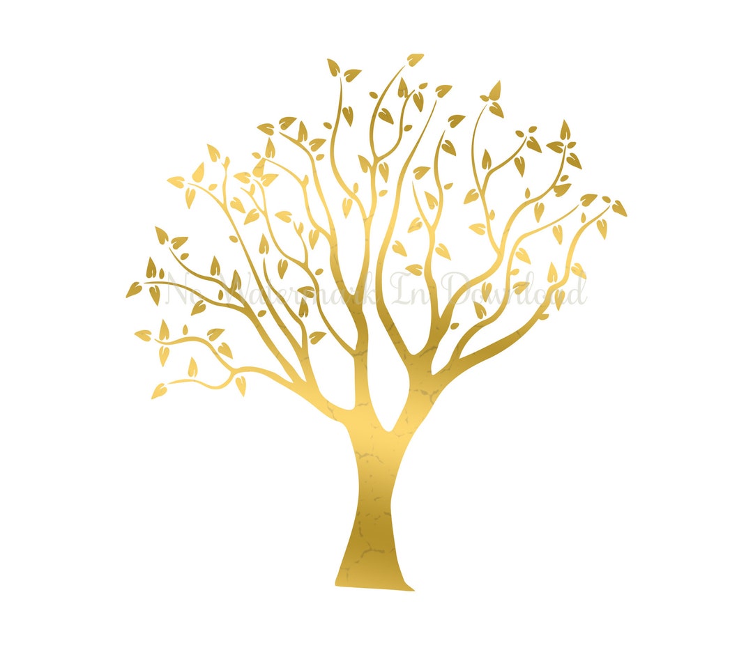 Tree Printable Gold Foil, Tree Planner Image, Tree Faux Foil Image ...