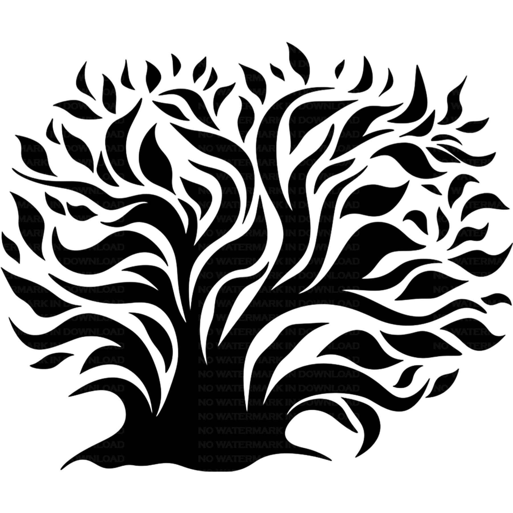 Abstract Tree Silhouette Clipart: Organic Graphic Art (SVG, PNG, PDF ...