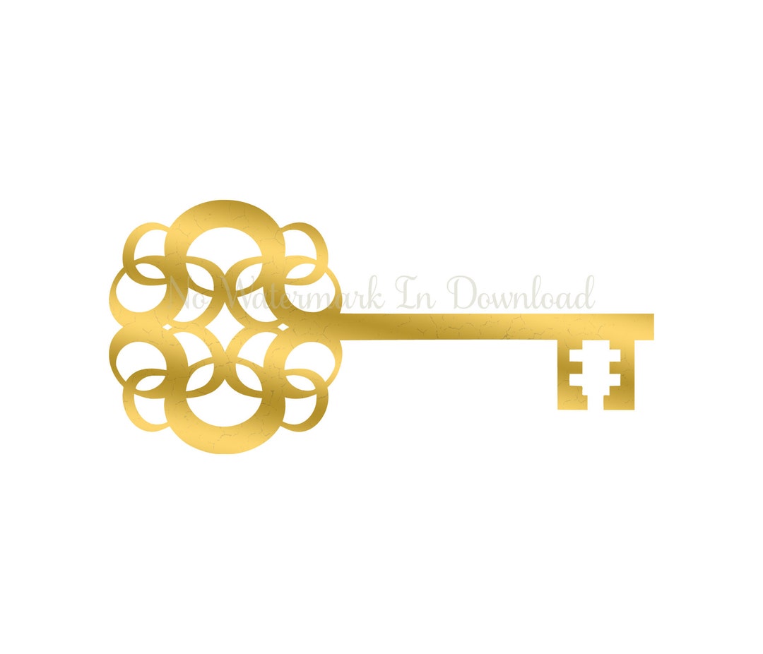 Vintage Key Metallic Printable Image, Vintage Key Gold Foil Png ...