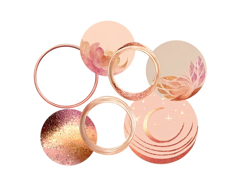 Rose Gold Circles Commercial Use Pink Floral Frames Gold - Etsy