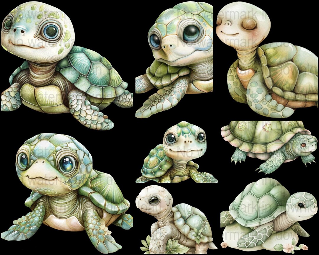 Baby Turtle Clipart, Digital Download, Watercolor Turtles, Printable ...