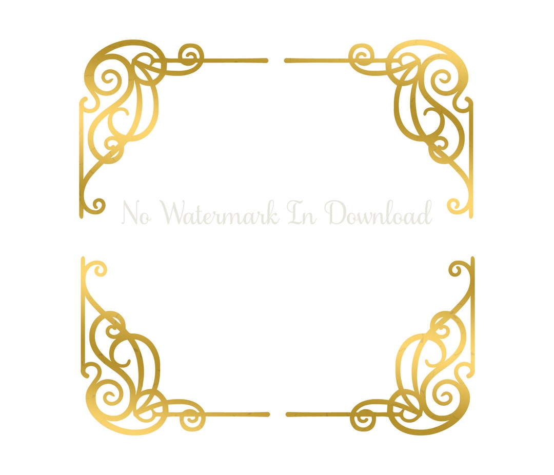 Scroll Frame Faux Foil Clipart, Gold Frame Jpg, Scroll Planner Clip Art ...