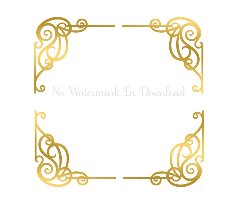 Gold Scroll Frame Clipart: Metallic Foil Look (digital Download) - Etsy