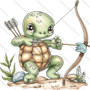 10 PNG Cartoon Turtle Clipart, Baby Turtle Archery Art, Printable ...