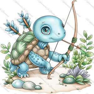 10 PNG Cartoon Turtle Clipart, Baby Turtle Archery Art, Printable ...