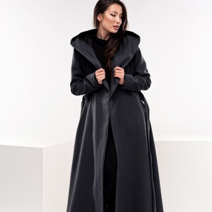 Long Princess Coat, Wool Swing Coat, Winter Trench Coat, Hooded ...