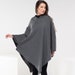 Knit Plus Size Poncho, Gray Gothic Cape, Knitted Goth Jumper, Wool ...