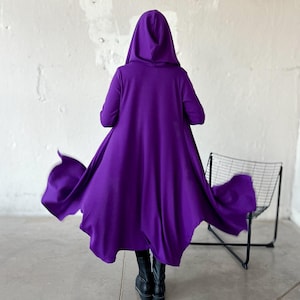 Cyberpunk Cosplay Cloak, Wool Winter Cape, Purple Open Front Cardigan ...