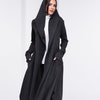 Black Leather Cape, Wool Cloak With Hood, Winter Sweater Coat, Plus ...