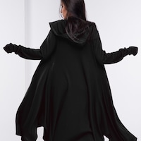 Men’s Gothic Cyberpunk Hooded Duster Coat – Black Cotton Sleeveless ...