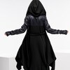 Black Leather Cape, Wool Cloak With Hood, Winter Sweater Coat, Plus ...