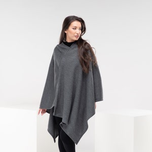 Knit Plus Size Poncho, Gray Gothic Cape, Knitted Goth Jumper, Wool ...