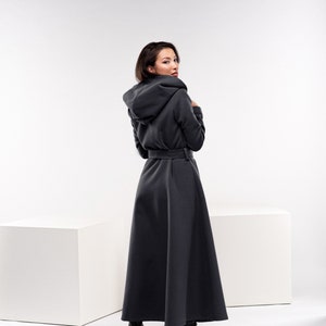 Gray Wool Princess Coat, Winter Swing Coat, Wool Steampunk Coat, Hooded ...