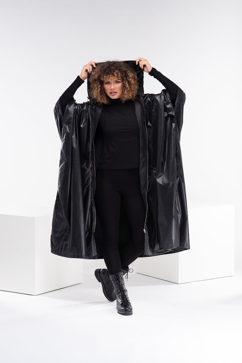 Oversized Raincoat Women Plus Size Cape Coat Hooded - Etsy