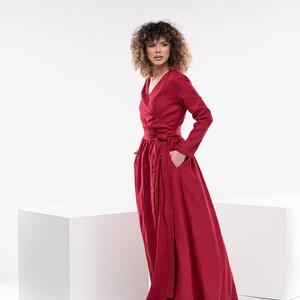 Long Linen Wrap Dress, Summer Dresses for Women, Linen Maxi Dress - Etsy