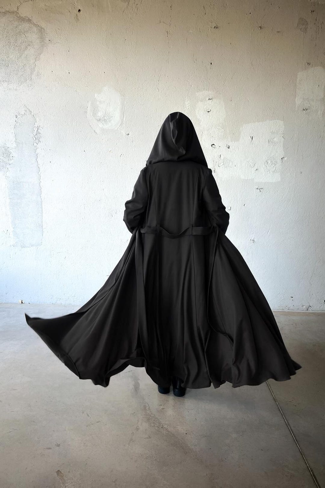 Black Gothic Cloak, Hooded Witch Cloak, Cyberpunk Cosplay Robe, Goth ...