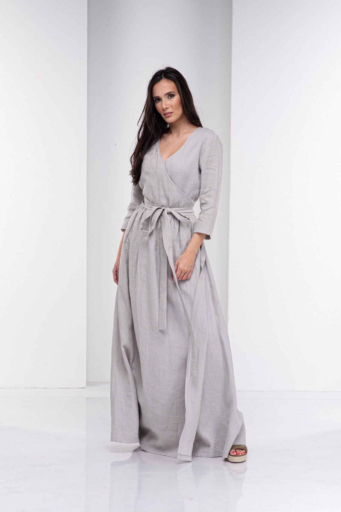 Long Linen Wrap Dress Summer Dresses for Women Linen Maxi | Etsy