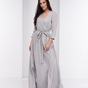 Long Linen Wrap Dress Summer Dresses for Women Linen Maxi | Etsy