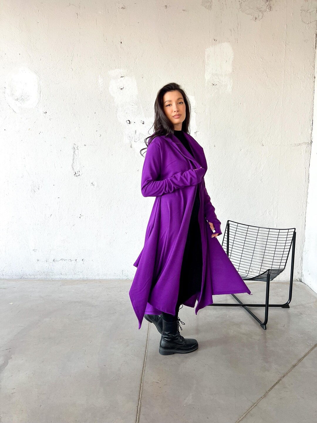 Purple Wizard Cloak, Hooded Wool Cloak, Fantasy Cape Coat, Viking Hood ...