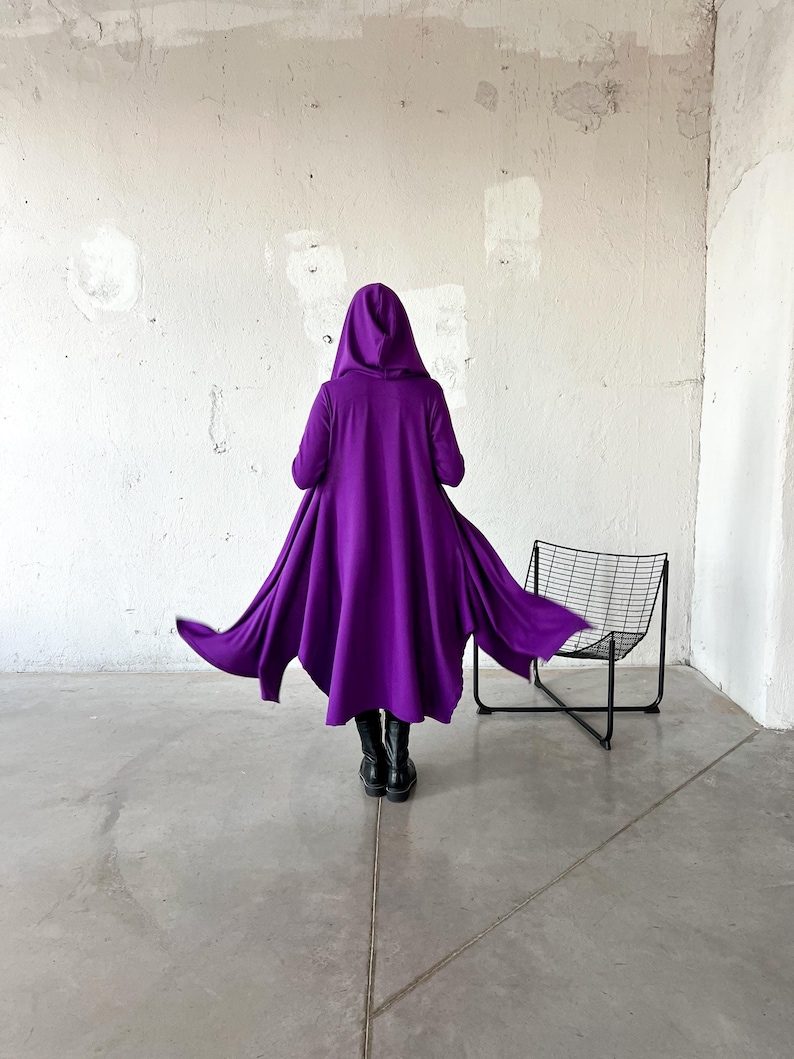 Cyberpunk Cosplay Cloak, Wool Winter Cape, Purple Open Front Cardigan ...
