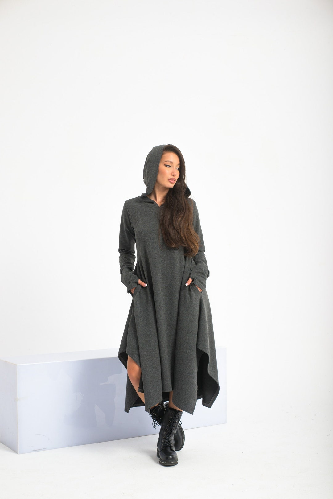 Multiway Hooded Dress, Gothic Witch Dress, Winter Maxi Dress ...