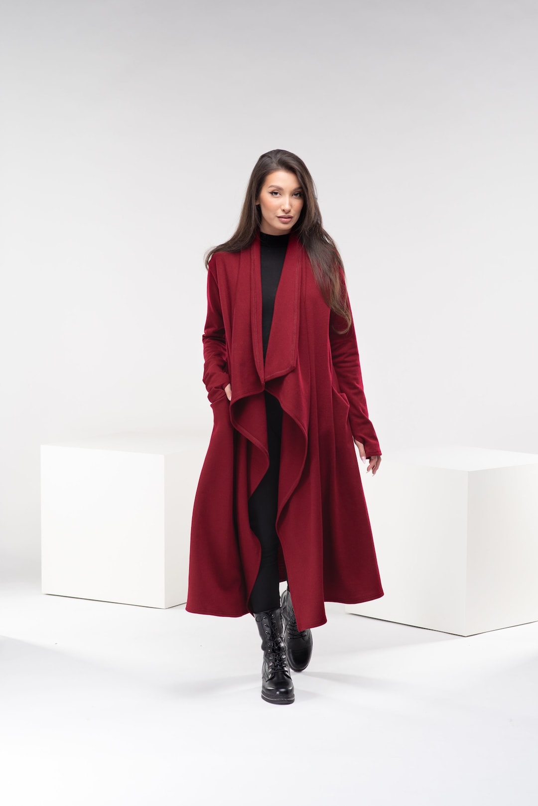 Medieval Wool Cloak, Long Fantasy Cape, Knitted Maxi Cardigan, Long ...