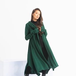 Green Hooded Cloak, Wizard Viking Cloak, Cyberpunk Cardigan Cape, Wool ...