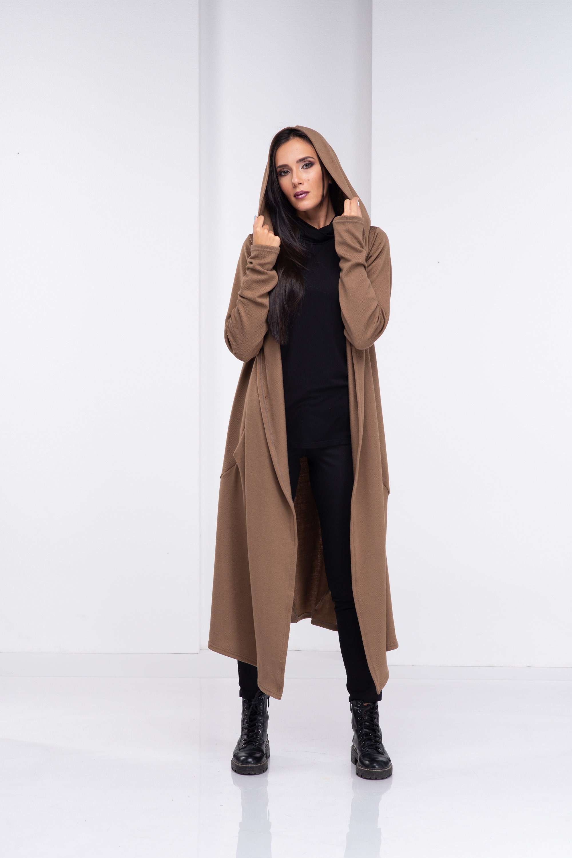 Long Cape Coat, Winter Cape Cardigan, Hoodies for Women, Long Sweater ...
