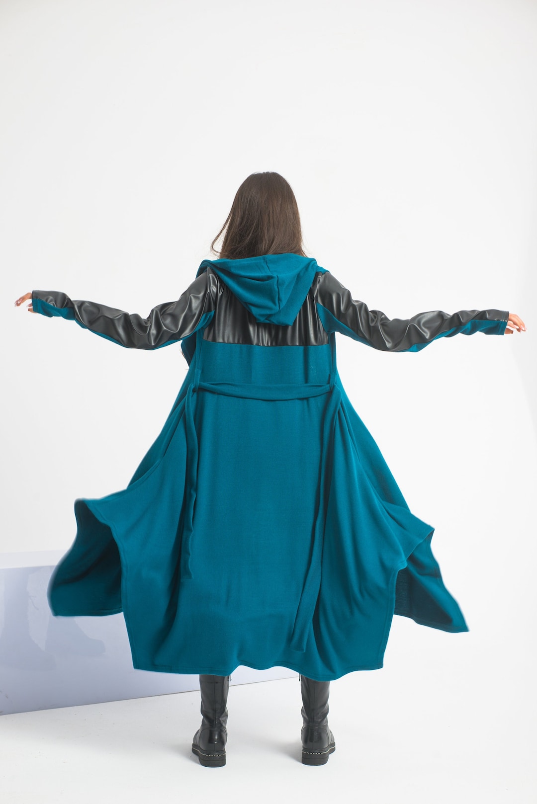 Wool Cloak With Hood, Asymmetrical Techwear Cape, Witch Wizard Cloak ...
