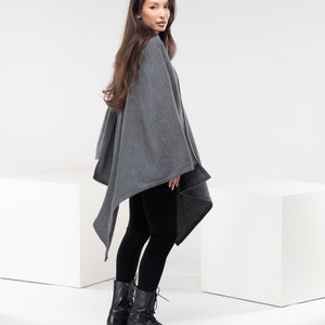 Knit Plus Size Poncho, Gray Gothic Cape, Knitted Goth Jumper, Wool ...
