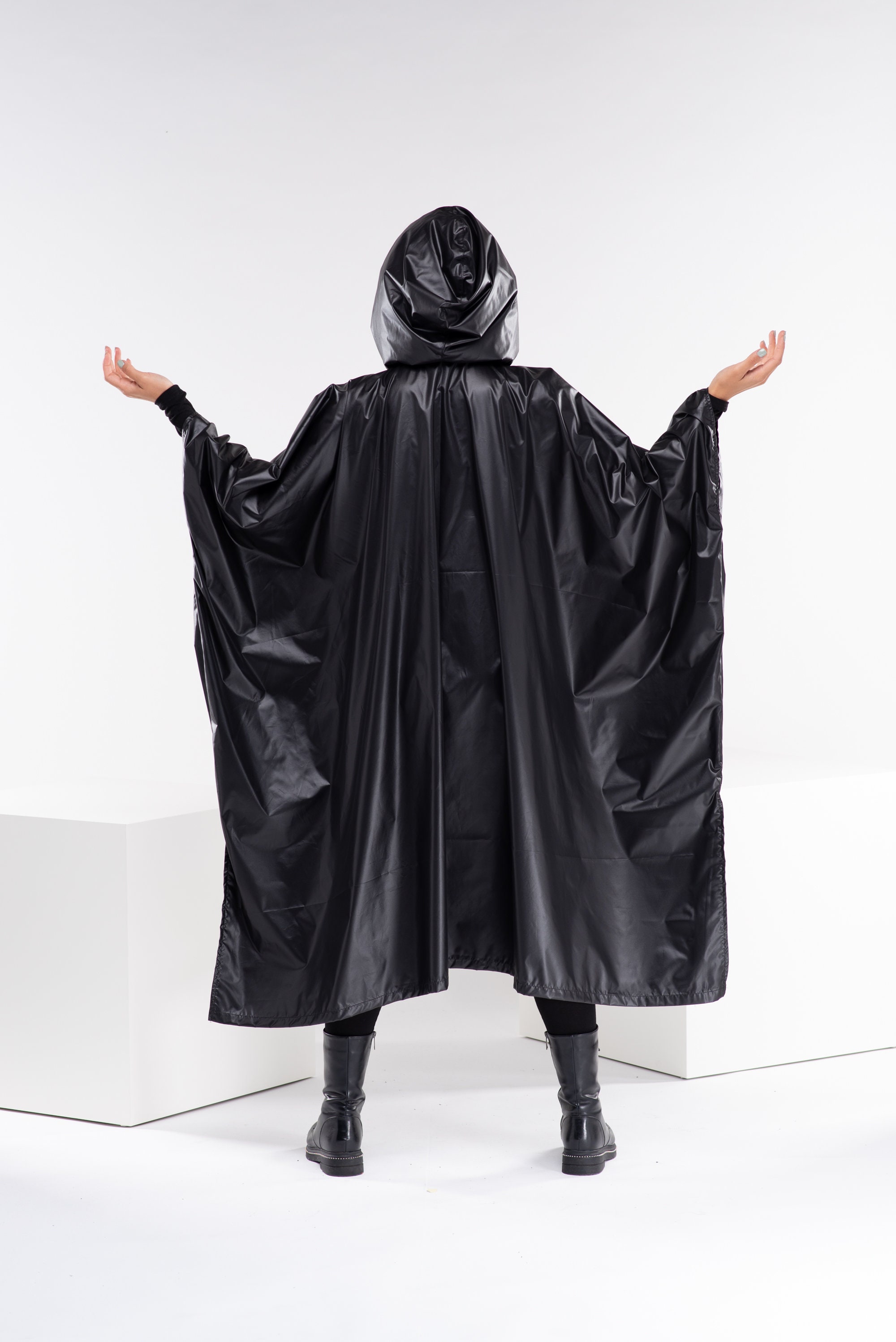 Oversized Raincoat Women Plus Size Cape Coat Hooded - Etsy