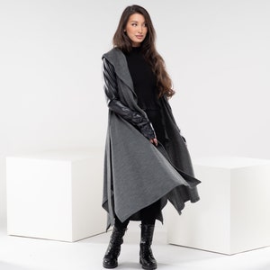 Wool Hooded Cloak, Open Kimono Cardigan, Wizard Viking Cloak, Winter ...